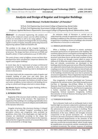 IRJET- Analysis and Design of Regular and Irregular Buildings | PDF ...