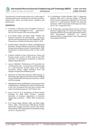 IRJET- A Review of Power Control Strategies for DFIG based Wind Energy Conversion System | PDF