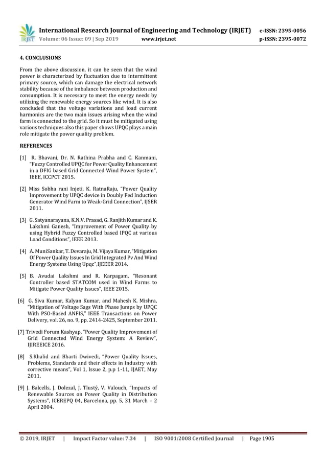 Irjet Review Of Power Quality Problem Improvement By Integration Of