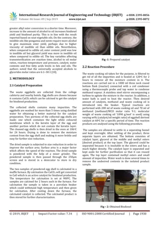 IRJET- Enhanced Biodiesel Production using Eggshell as the Catalyst | PDF