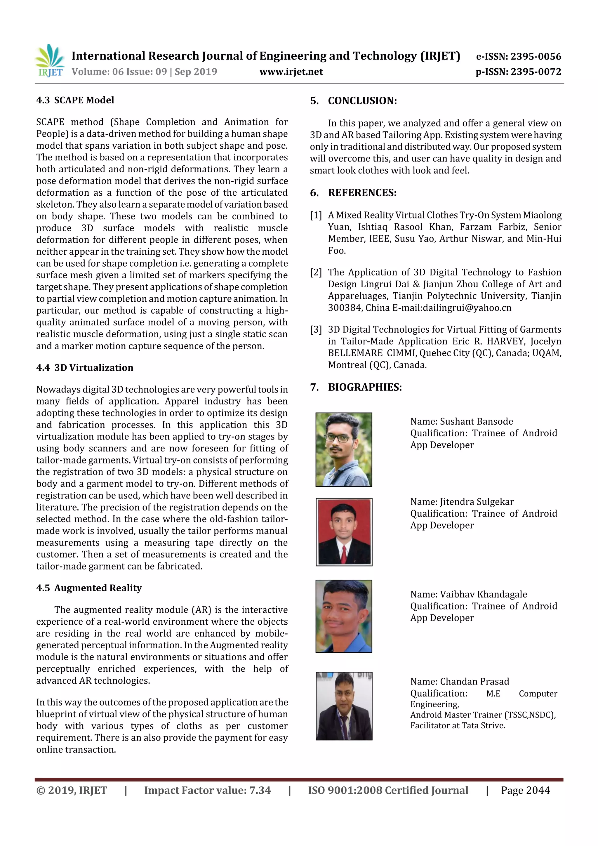 IRJET- Tailoring Management System using AR and 3D Modeling | PDF