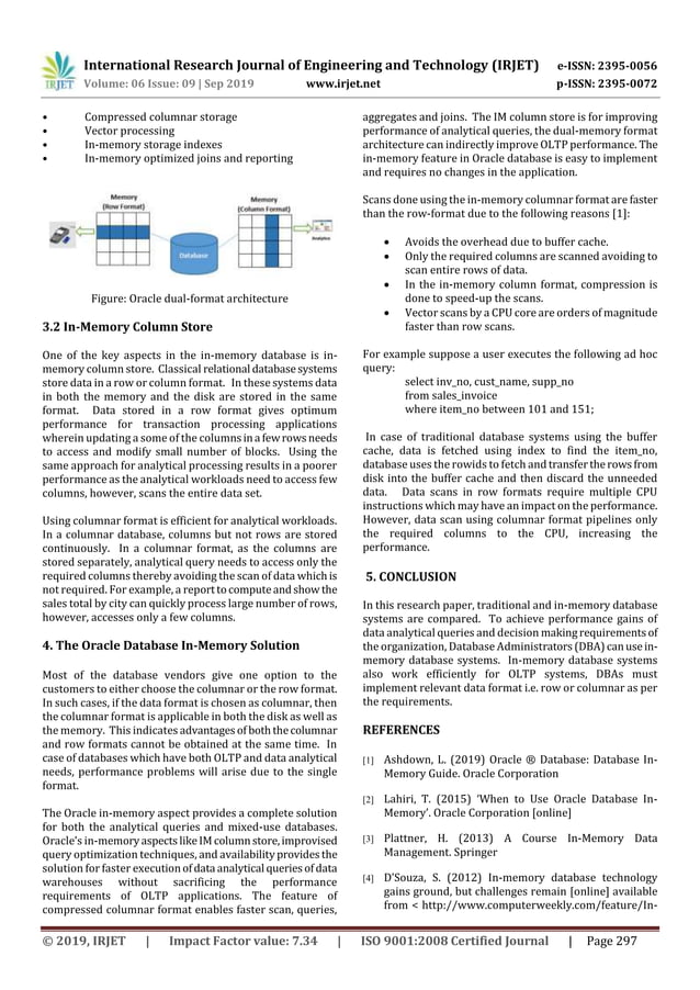 IRJET- Improving Performance of Data Analytical Queries using In-Memory Database Systems | PDF