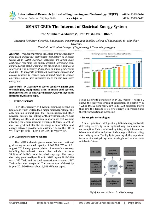 IRJET- SMART GRID: The Internet of Electrical Energy System | PDF