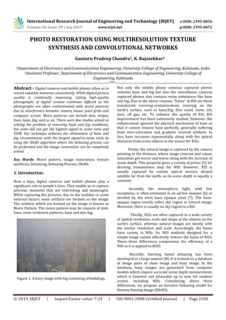 IRJET- Photo Restoration using Multiresolution Texture Synthesis and Convolutional Networks | PDF