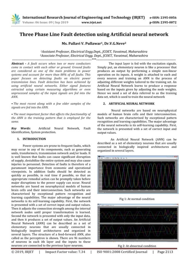 IRJET- Three Phase Line Fault Detection using Artificial Neural Network | PDF