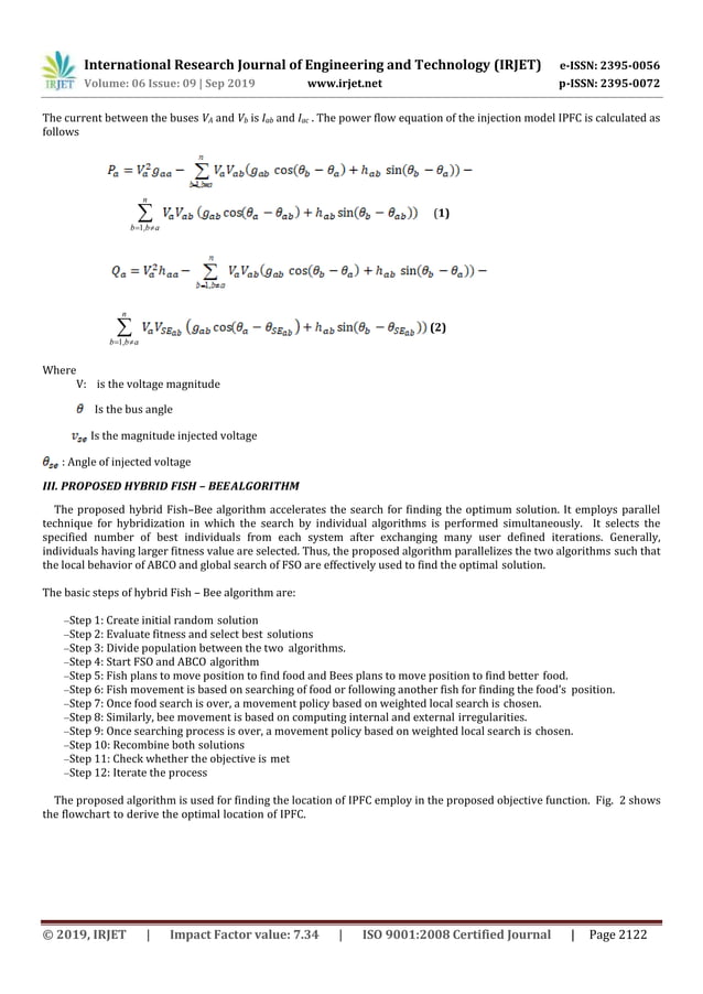 IRJET- Transmission Line Congestion Management using Hybrid Fish-Bee ...