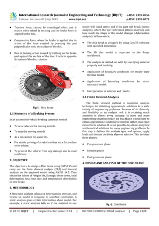 IRJET- Fatigue and Static Thermal Analysis of Brake Disc for SAE based Cars | PDF
