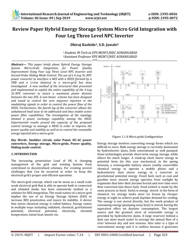 IRJET- Review Paper Hybrid Energy Storage System Micro Grid Integration with Four Leg Three ...