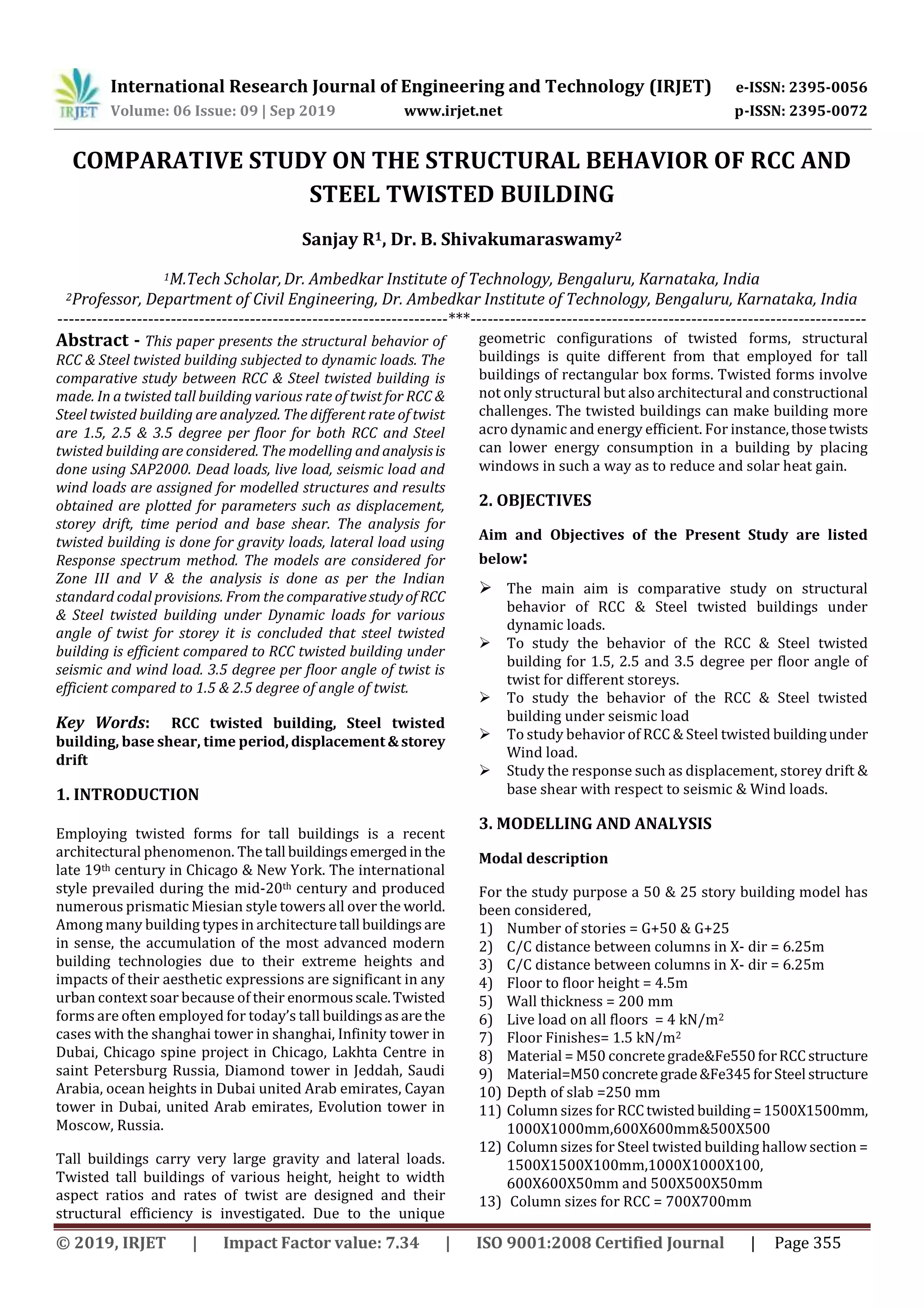 IRJET- Comparative Study on the Structural Behavior of RCC and Steel ...