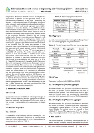 IRJET- Utilization of Waste Plastic as Partial Replacement of Fine and ...