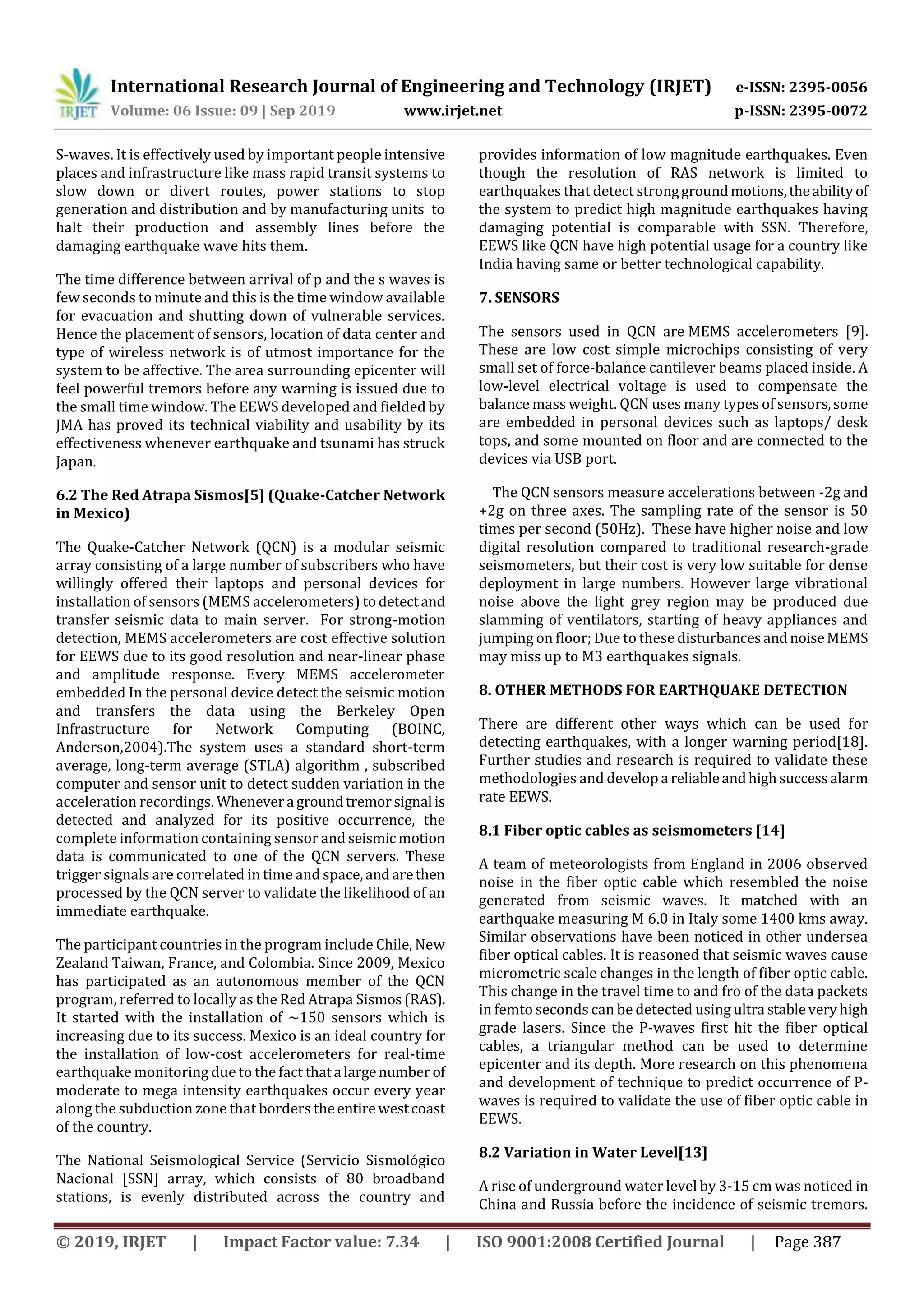 IRJET- Earthquake Early Warning System (EEWS) | PDF