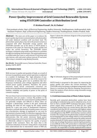 IRJET- Power Quality Improvement of Grid Connected Renewable System using STATCOM Controller at ...