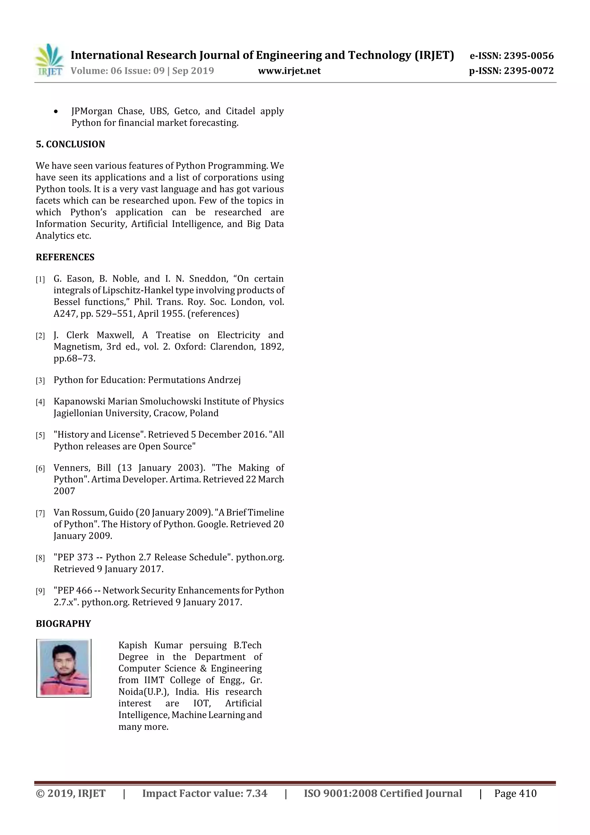 IRJET- Why Python Rocks for Research....??? | PDF