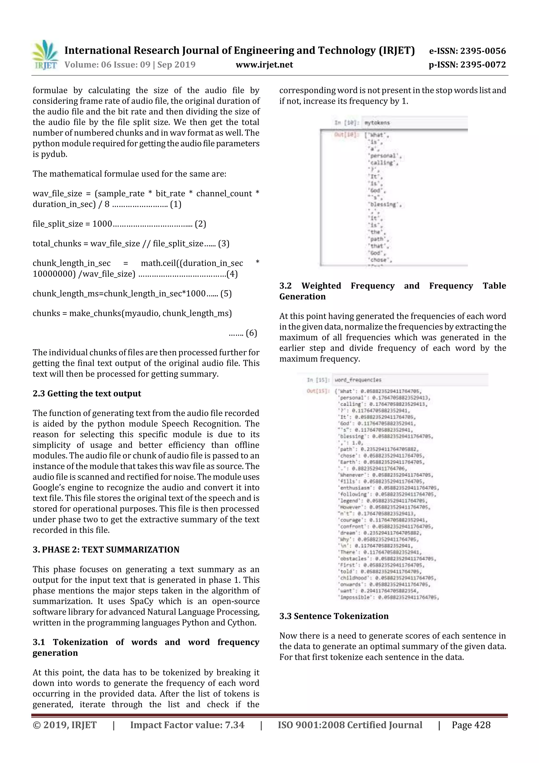 IRJET- Audio Data Summarization System using Natural Language Processing | PDF