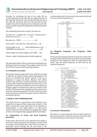 IRJET- Audio Data Summarization System using Natural Language ...