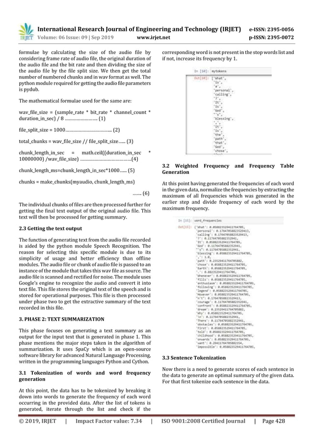IRJET- Audio Data Summarization System using Natural Language Processing | PDF