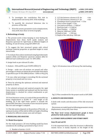 IRJET- A Performance Study of High Raise Building with Flat Slab System under Lateral Loads | PDF