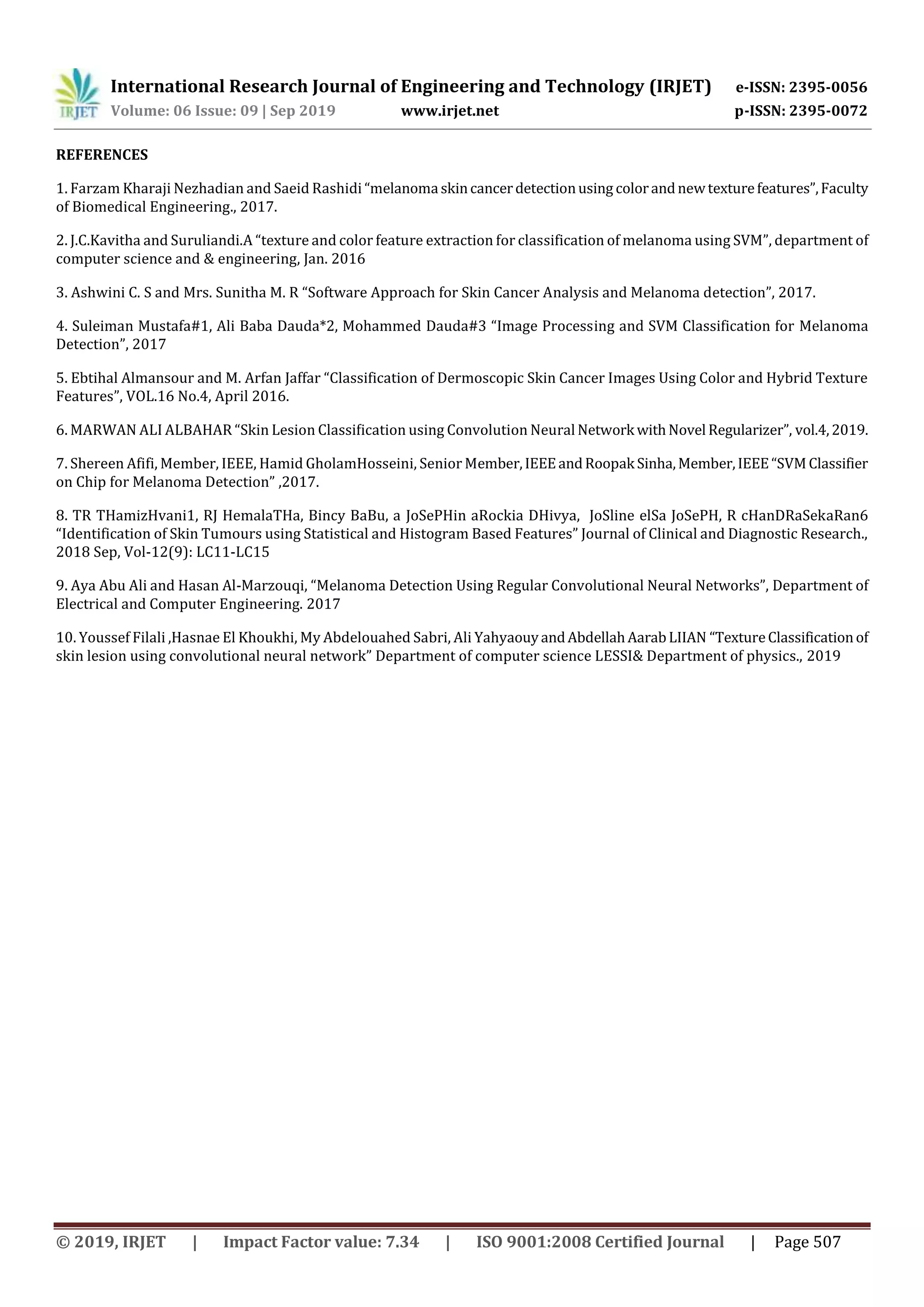 Irjet Color And Texture Based Feature Extraction For Classifying Skin