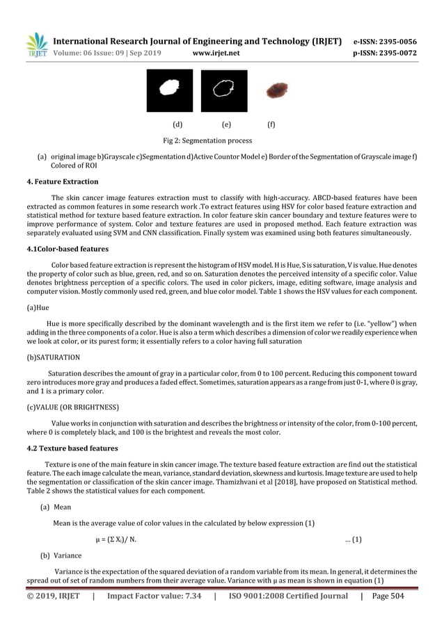IRJET- Color and Texture based Feature Extraction for Classifying Skin Cancer using Support ...