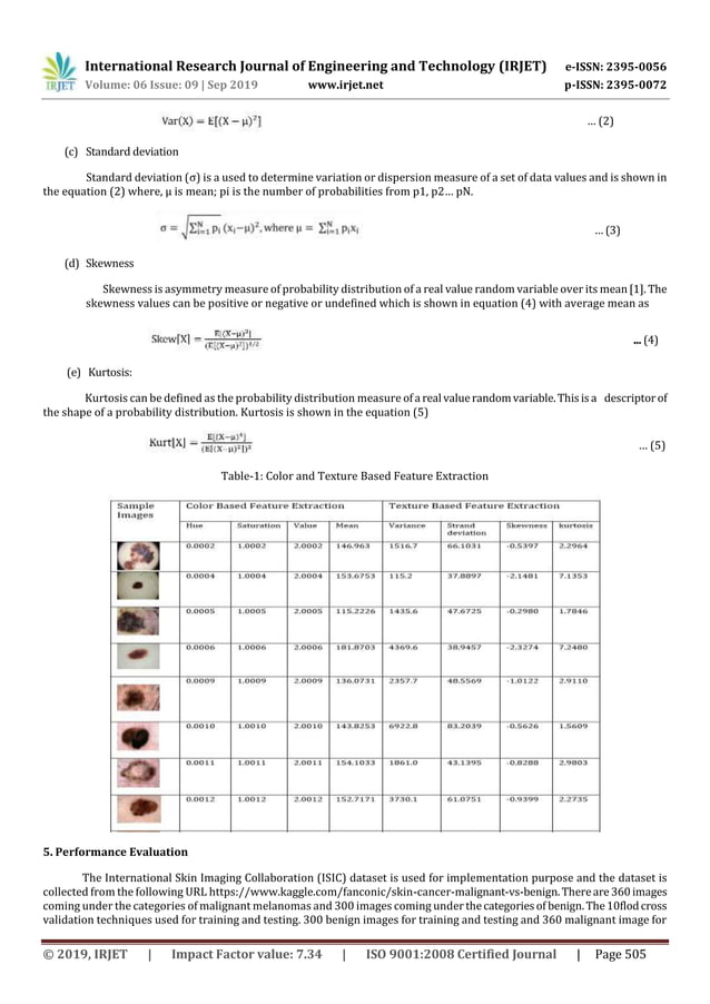 IRJET- Color and Texture based Feature Extraction for Classifying Skin Cancer using Support ...