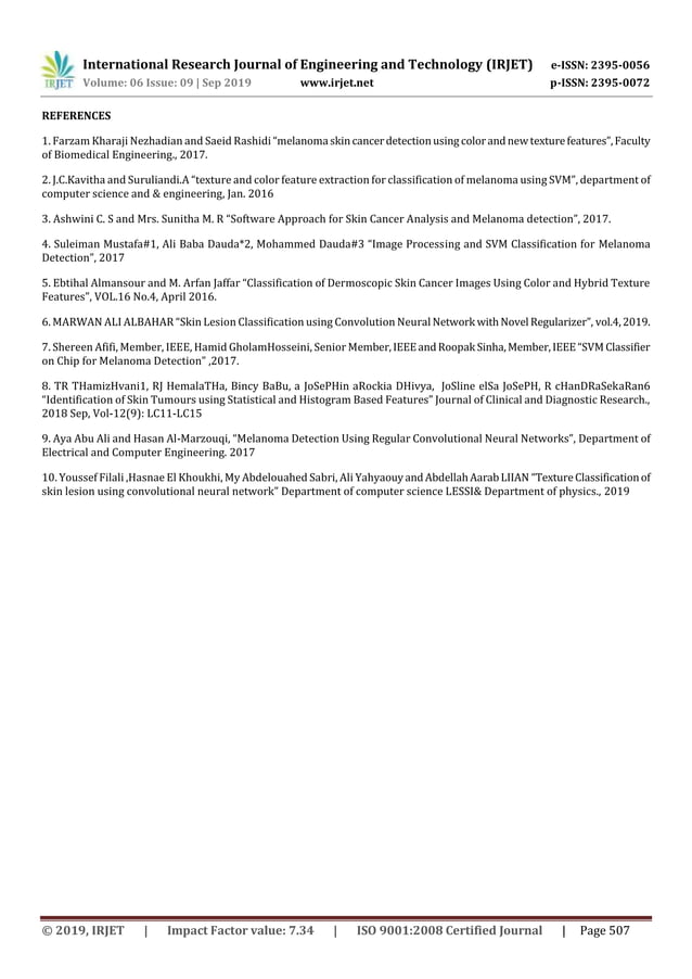 IRJET- Color and Texture based Feature Extraction for Classifying Skin Cancer using Support ...