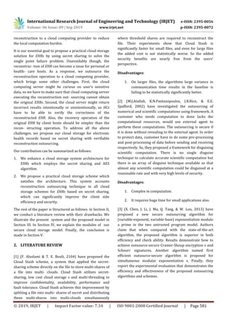 IRJET- Enhancement of Security in Cloud Storage of Electronic Health Records based on Secret ...