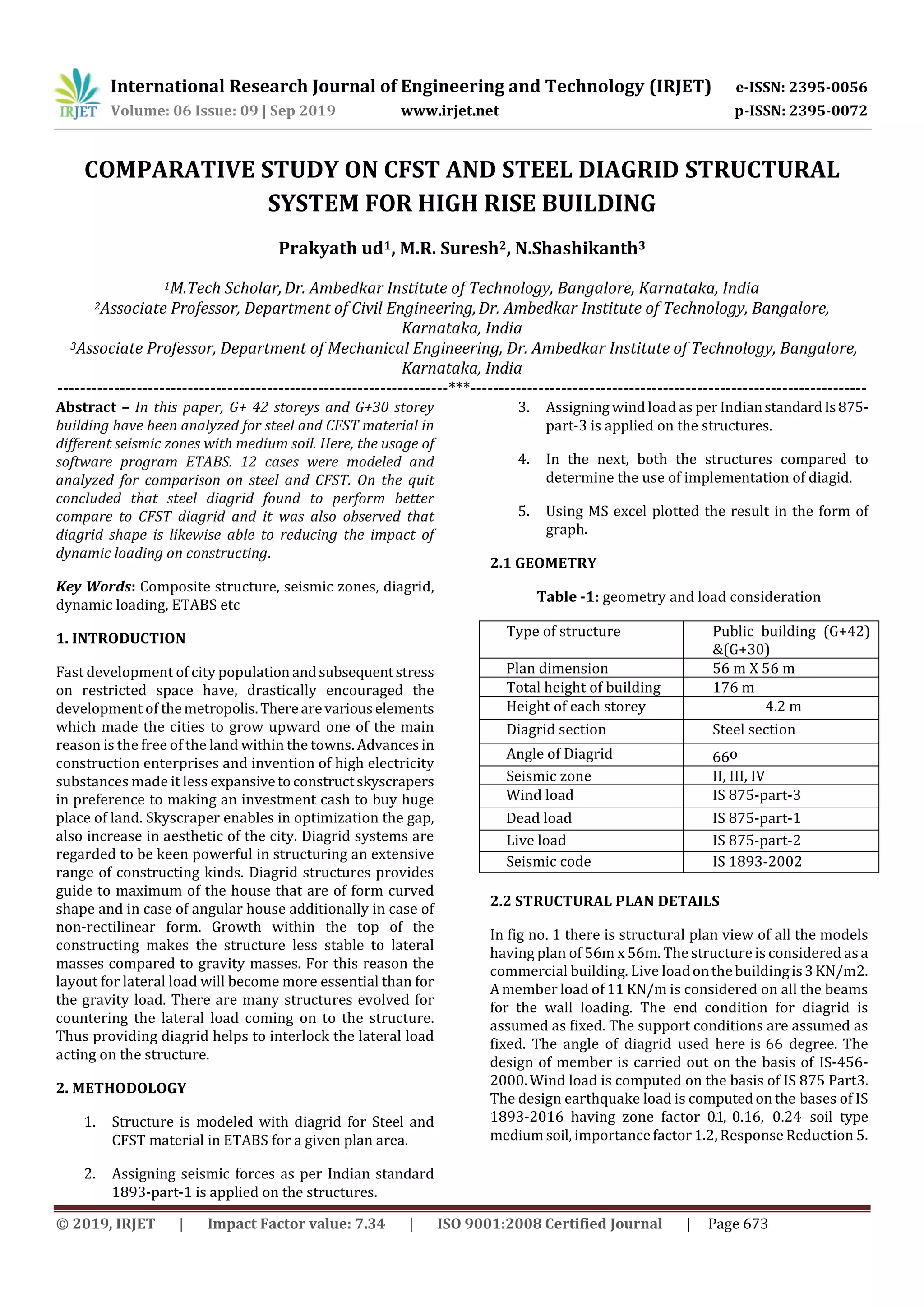IRJET- Comparative Study on CFST and Steel Diagrid Structural System for High Rise Building | PDF