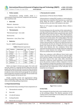 IRJET- Helmet Cooling using Peltier Module | PDF