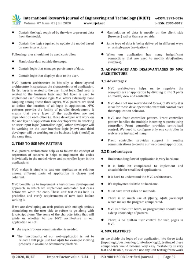 IRJET- MVC Framework: A Modern Web Application Development Approach and ...