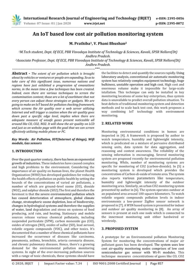 IRJET- An IoT based Low Cost Air Pollution Monitoring System | PDF