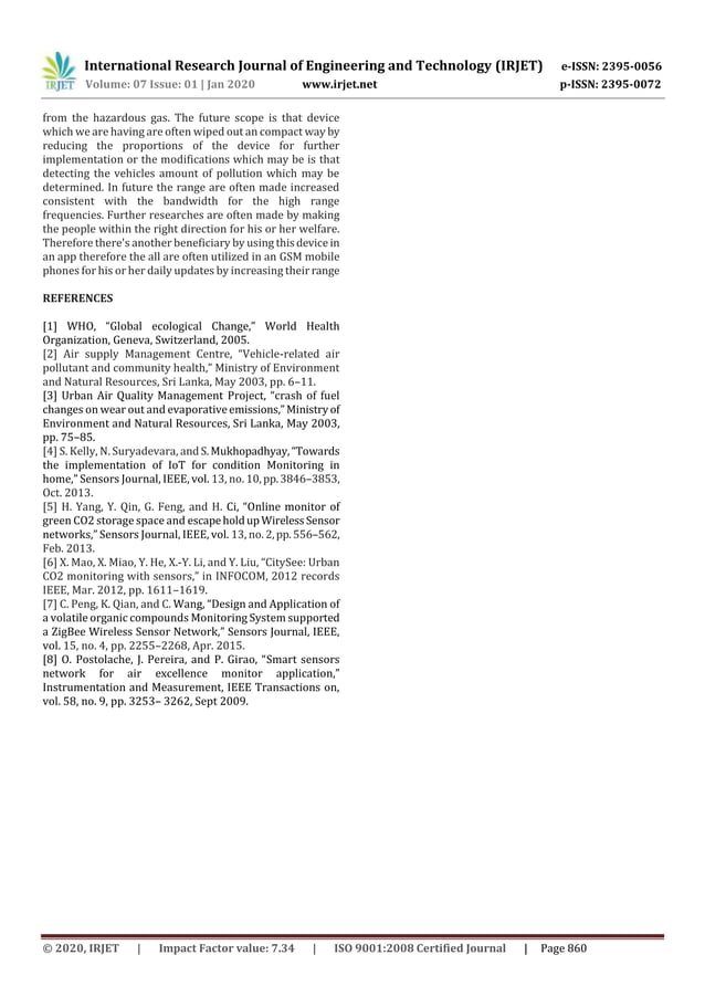 IRJET- An IoT based Low Cost Air Pollution Monitoring System | PDF