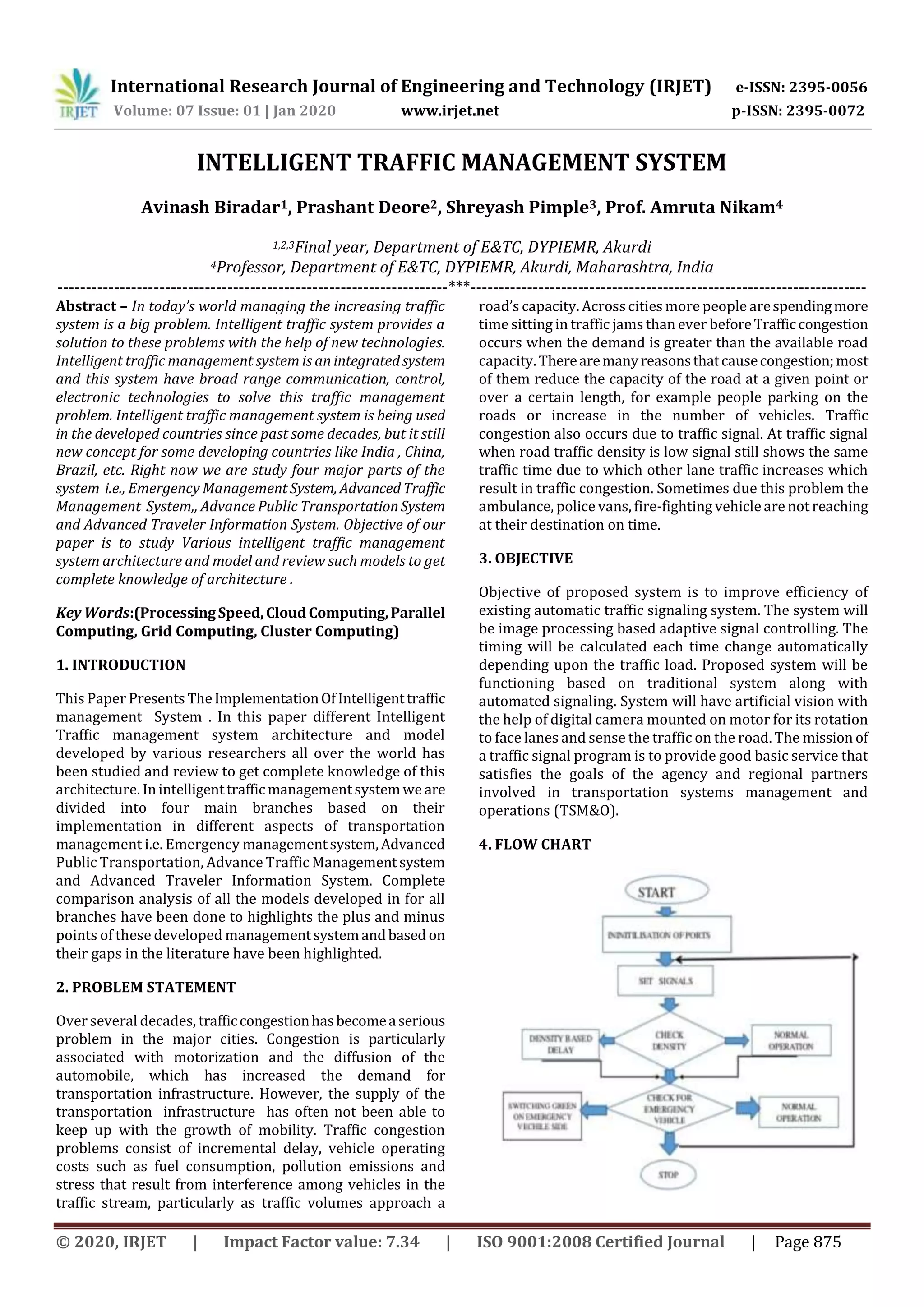 IRJET- Intelligent Traffic Management System | PDF