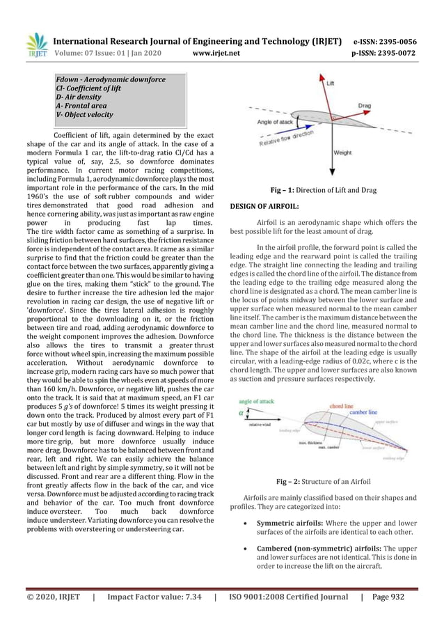IRJET- Design and Simulation of Aerodynamic Wings of Formula One Racing Car | PDF