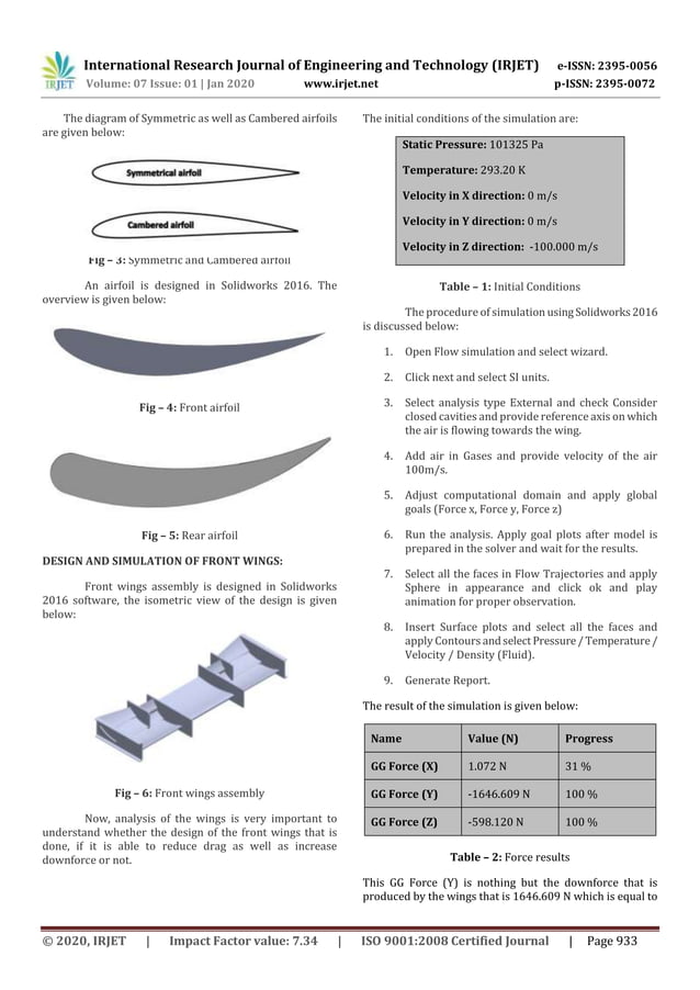 IRJET- Design and Simulation of Aerodynamic Wings of Formula One Racing Car | PDF