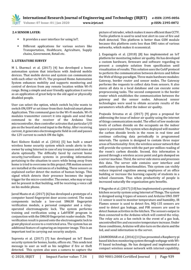 IRJET- Home Automation using IoT: Review | PDF