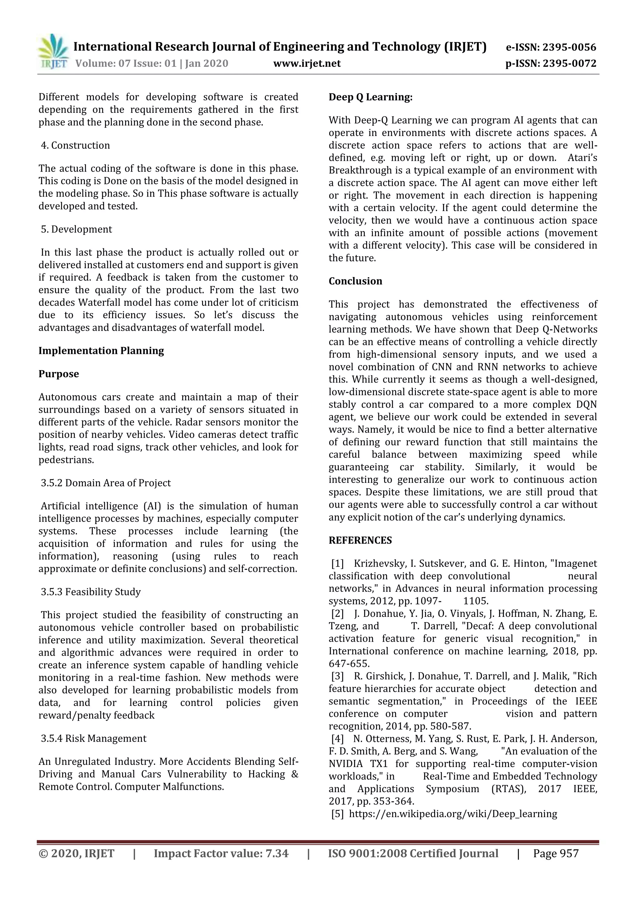IRJET- Self Driving Car using Deep Q-Learning | PDF