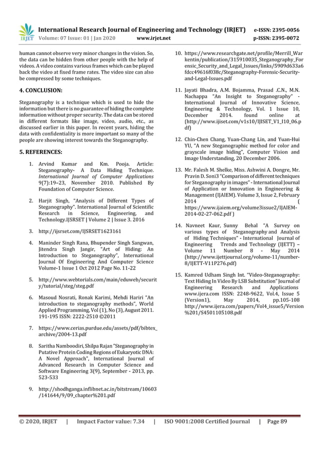 IRJET- An Overview of Steganography : Data Hiding Technique | PDF