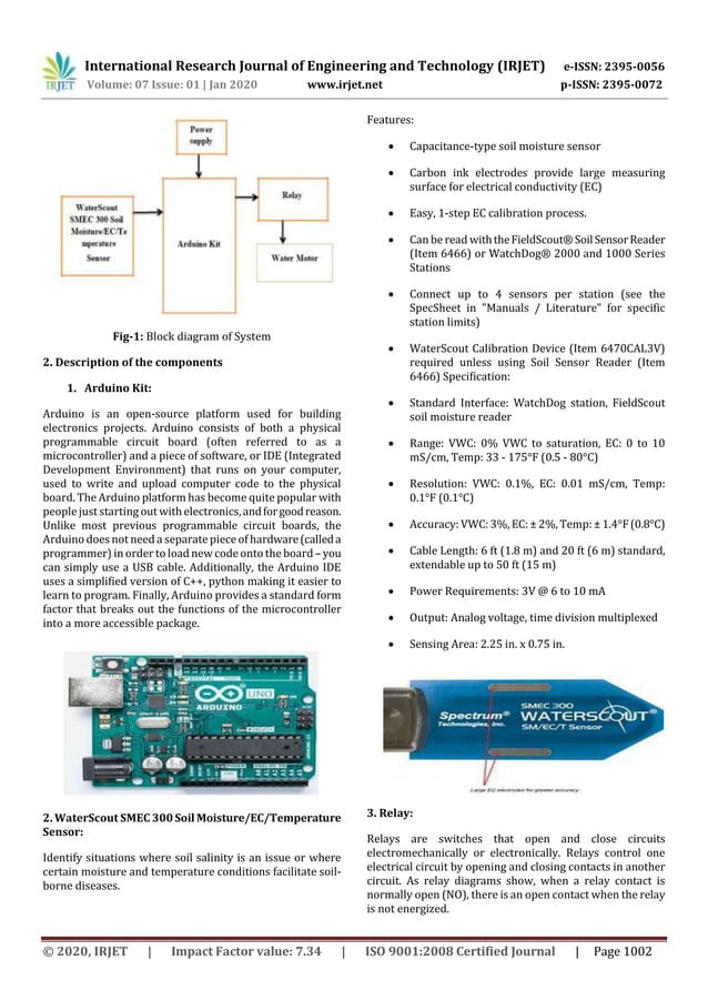IRJET- Water Management in Agricultural Field using IoT | PDF