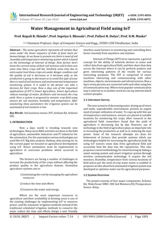 IRJET- Water Management in Agricultural Field using IoT | PDF