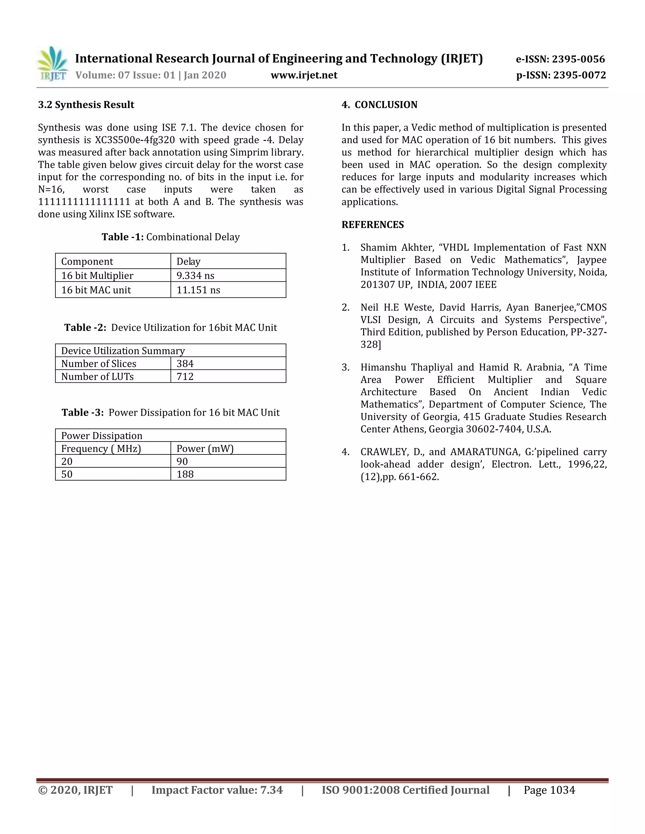 Irjet An Efficient Multiply Accumulate Unit Design Using Vedic Mathematics Algorithm Pdf 