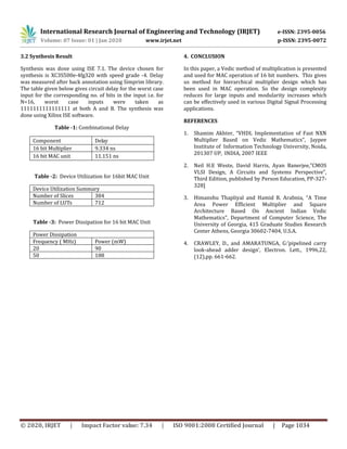 IRJET- An Efficient Multiply Accumulate Unit Design using Vedic Mathematics Algorithm | PDF