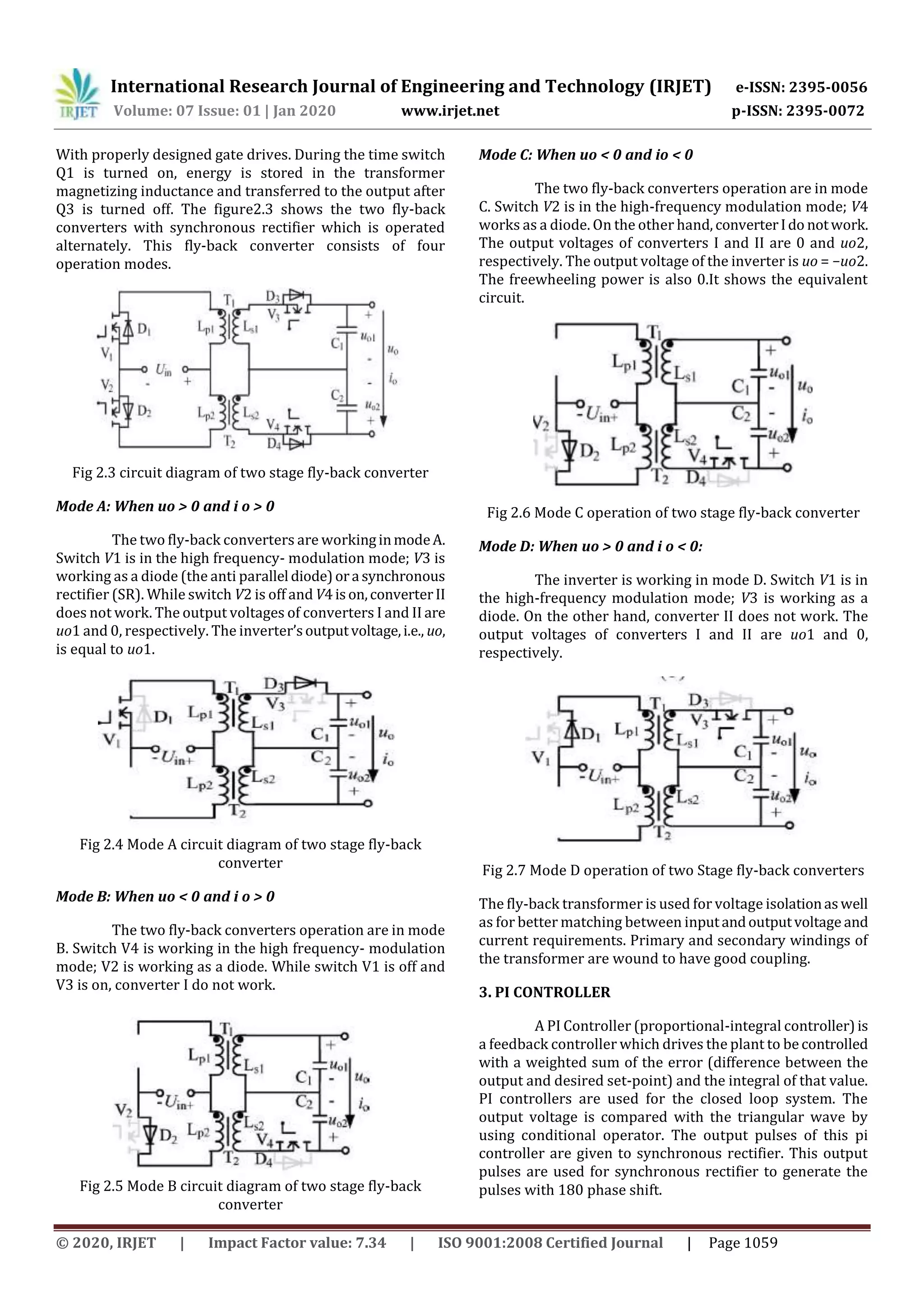 IRJET- A Dual Stage Flyback Converter using VC Method | PDF