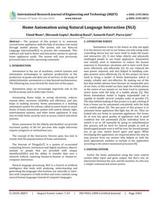 IRJET- Home Automation using Natural Language Interaction(NLI) | PDF