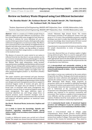 IRJET- Review on Sanitary Waste Disposal using Cost Efficient ...