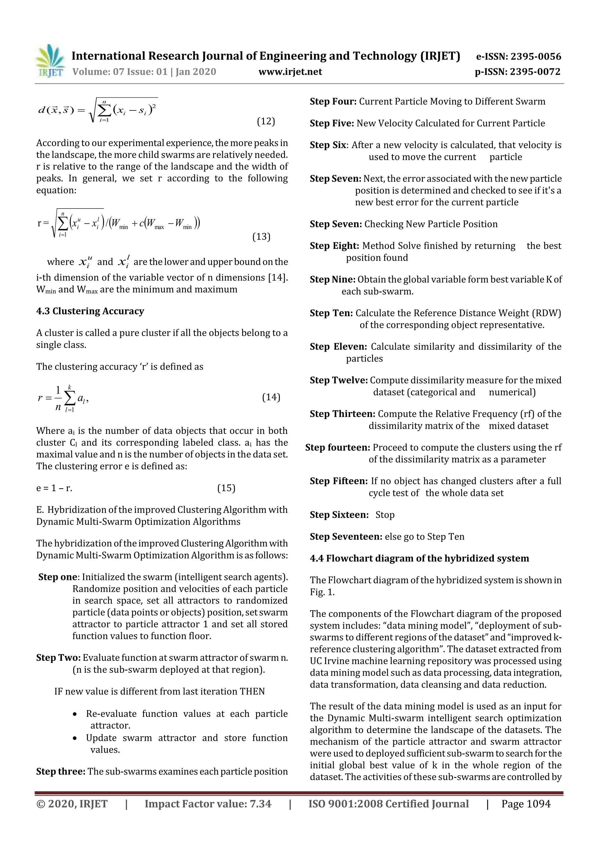 Irjet Improved Model For Big Data Analytics Using Dynamic Multi Swarm