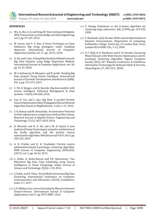 IRJET- Improved Model for Big Data Analytics using Dynamic Multi-Swarm Optimization and ...