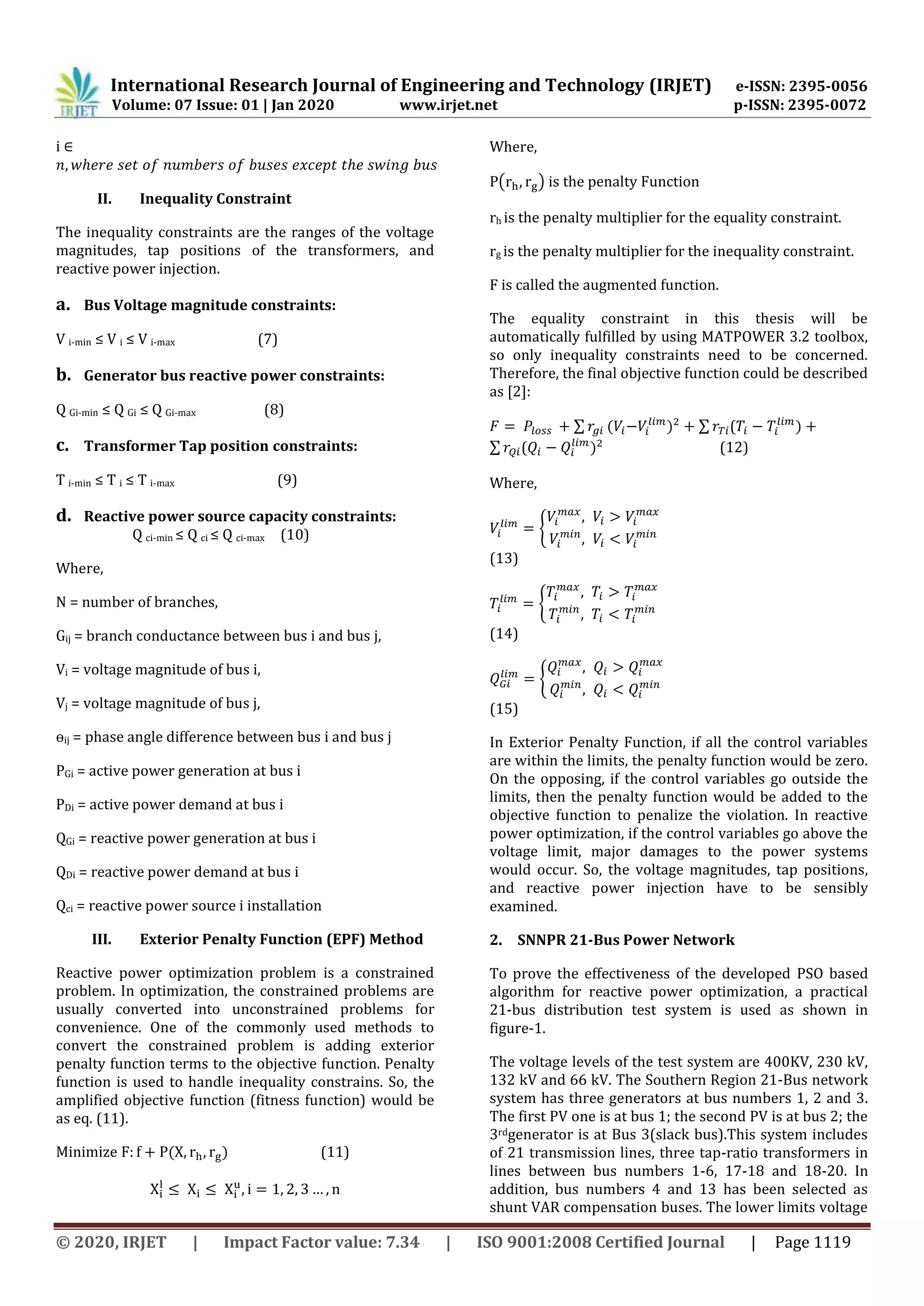 IRJET- Particle Swarm Optimization based Reactive Power Optimization of Utility Grid with Wind ...