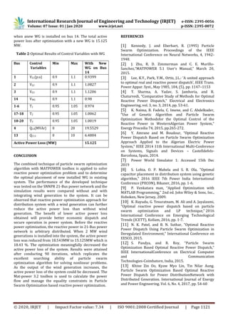 IRJET- Particle Swarm Optimization based Reactive Power Optimization of Utility Grid with Wind ...