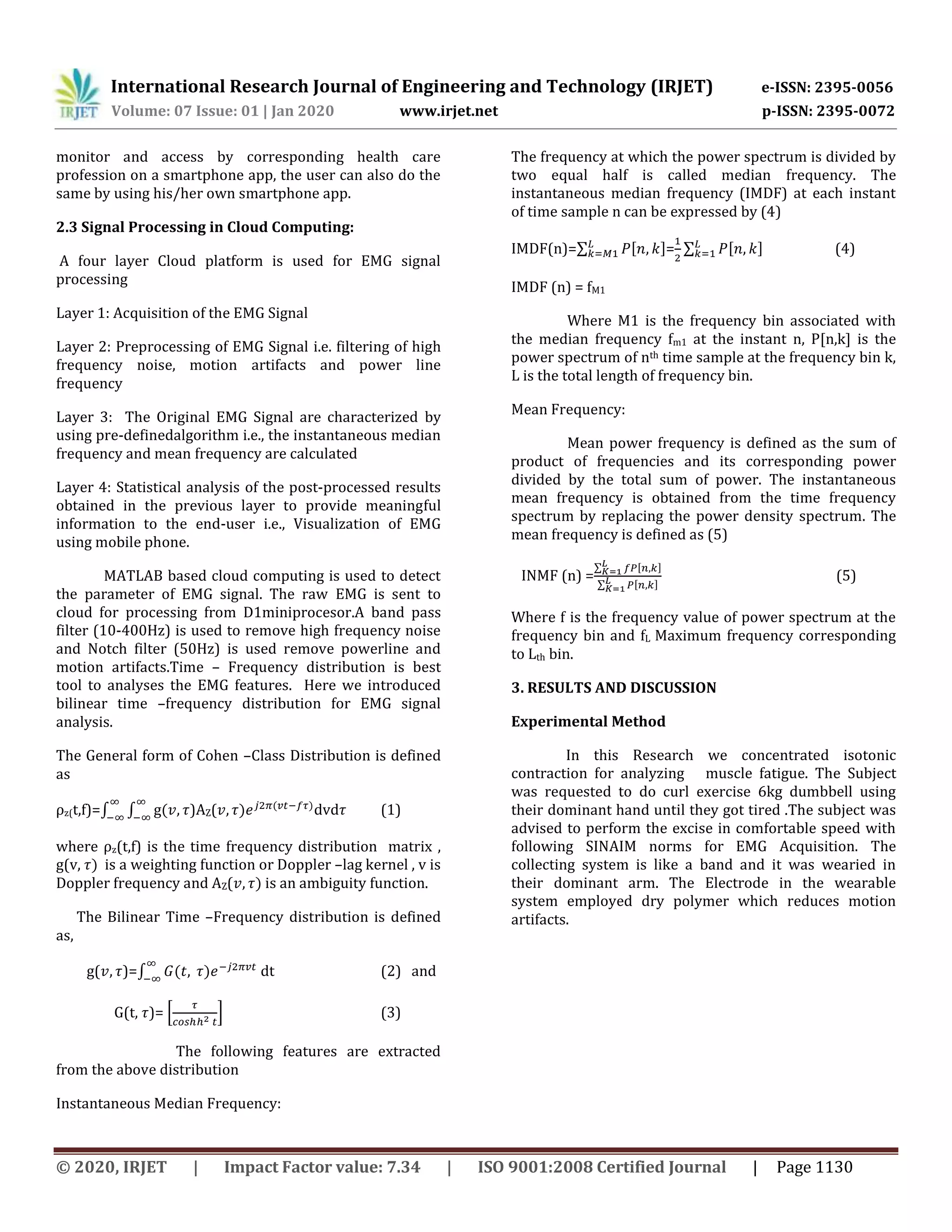 IRJET - Real Time Muscle Fatigue Monitoring using IoT Cloud Computing | PDF