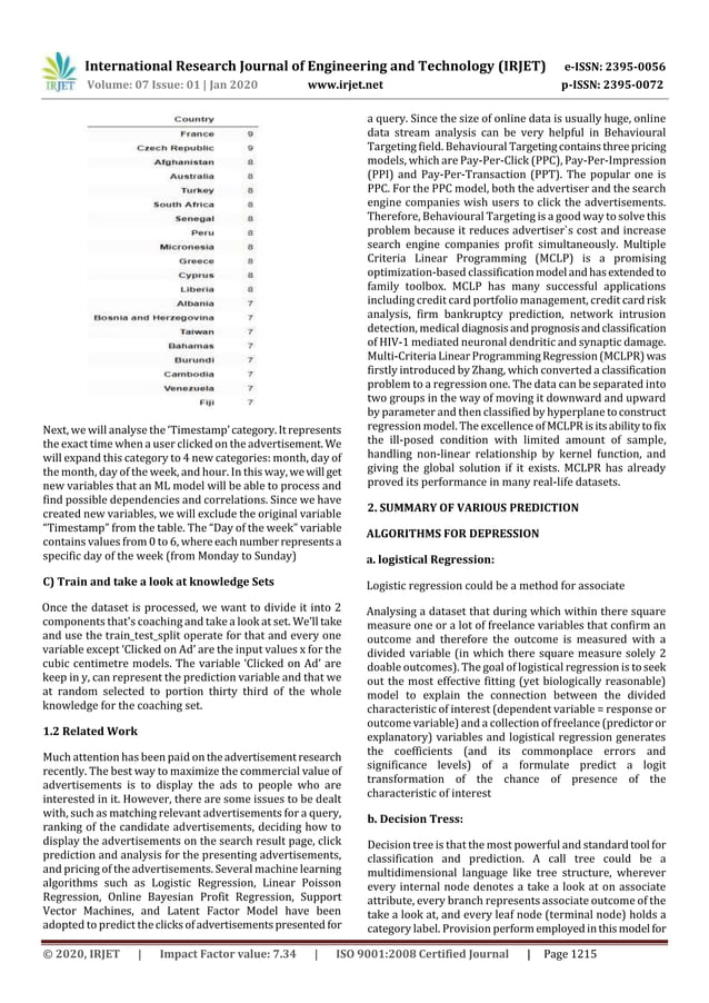 IRJET- Ad-Click Prediction using Prediction Algorithm: Machine Learning Approach | PDF